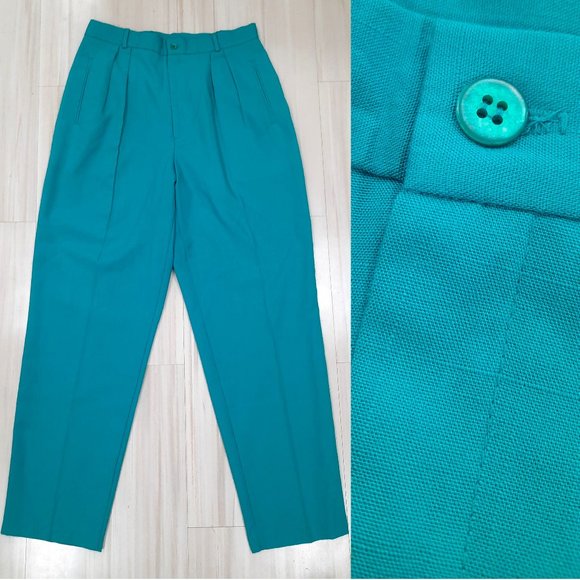 Vintage | Pants & Jumpsuits | Vtg 8s Turquoise Pleated Pants Lord ...